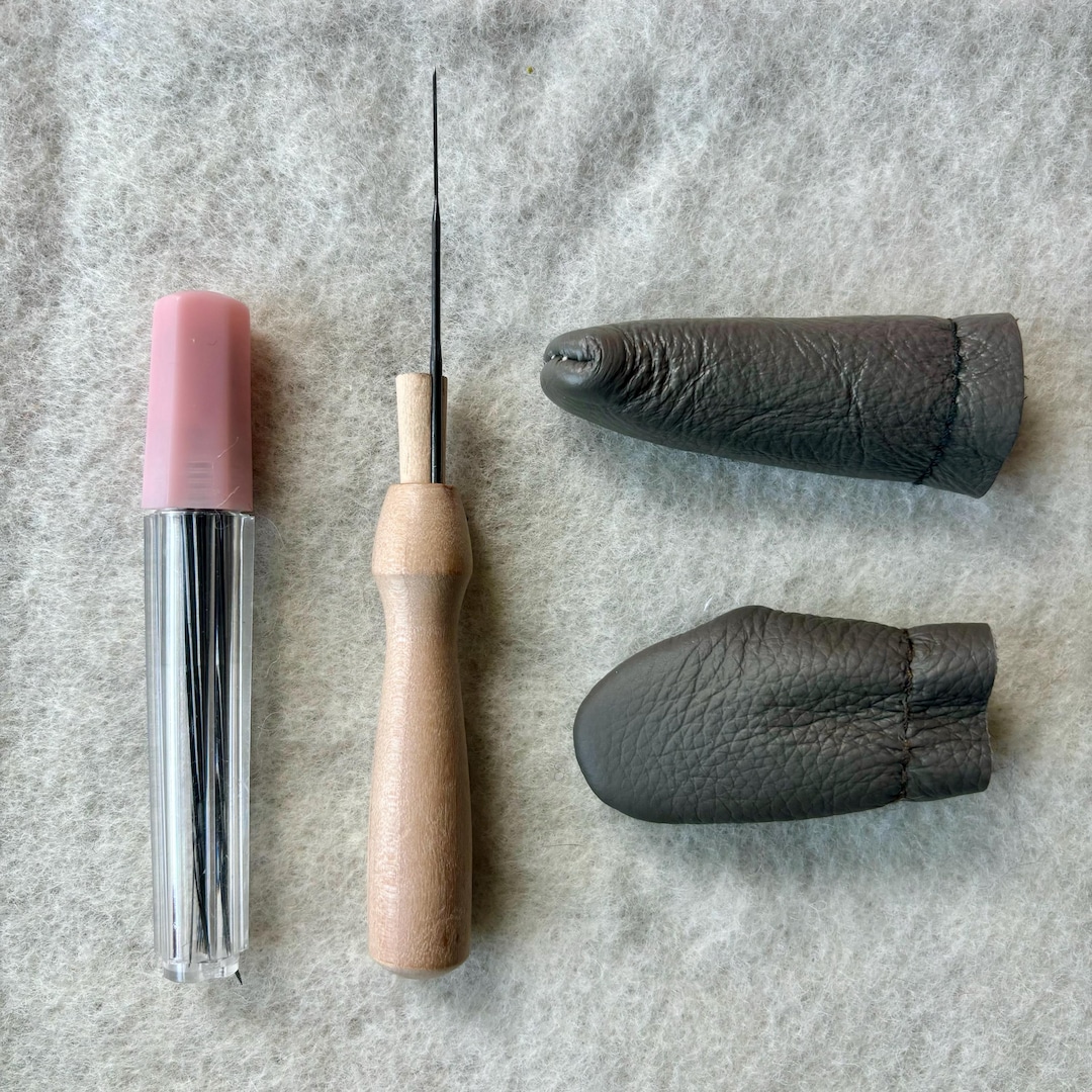 Felting Needle Wood Handle Finger Guard Tool Kits Solid Wooden Handle ...