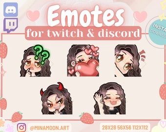 6 Stream Emotes Cool Chibi Gamer Boy With Curly Hair - Etsy