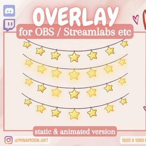 STATIC ANIMATED Star Lights, Cute Stream Overlay Twitch, Cute Star ...