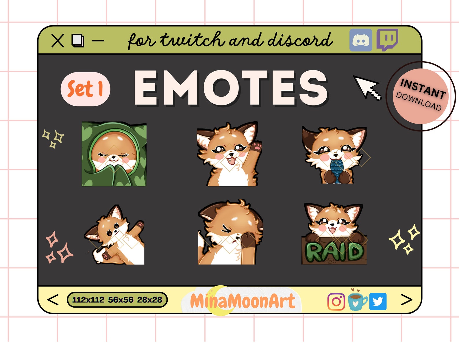 Cute Fox Emote for Twitch / Discord Set 1, Cute Emote Pack, Fox Twitch ...