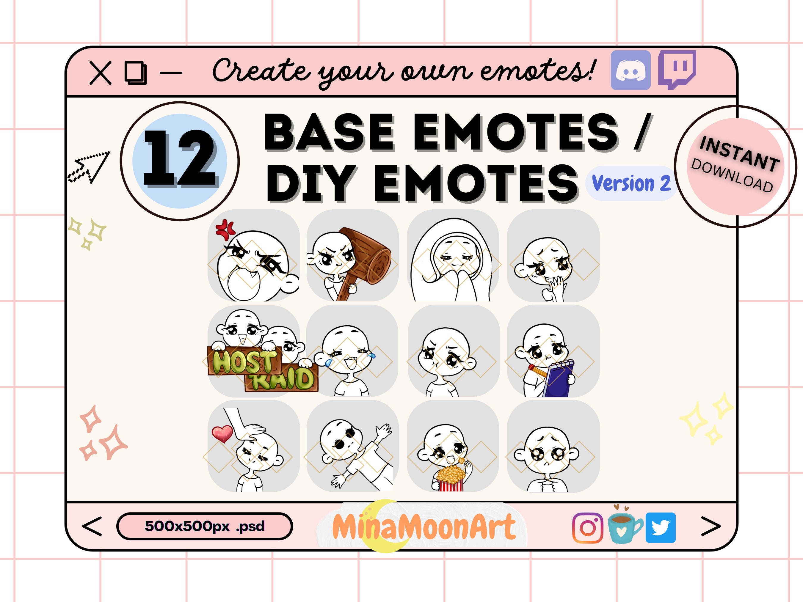 12x DIY Emote Bases Version 2, Emote Base Pack, DIY Chibi Anime Emote ...