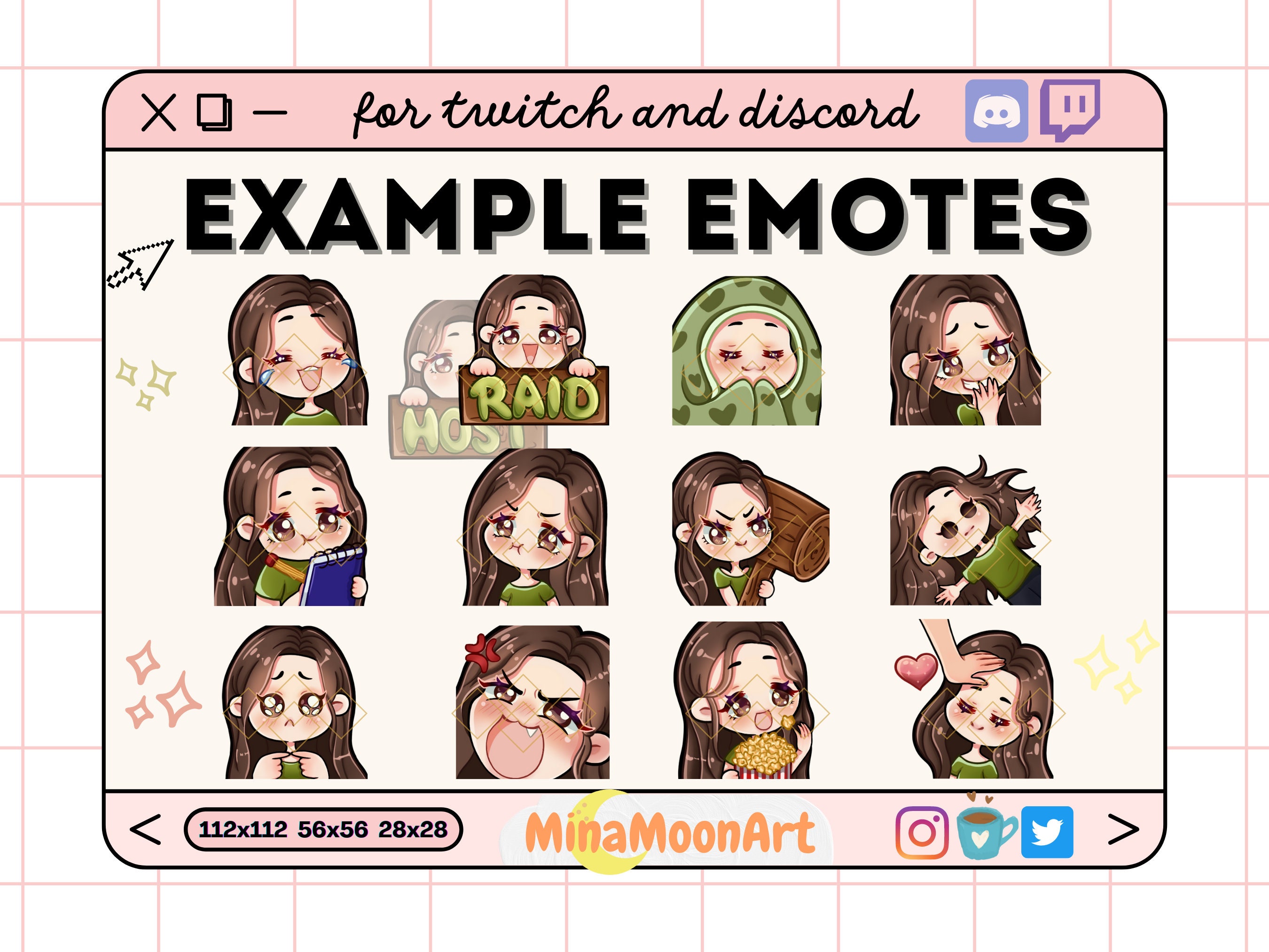 6 Custom Twitch Emotes Set 1, Custom Girl Emotes, Twitch Emotes, Chibi ...