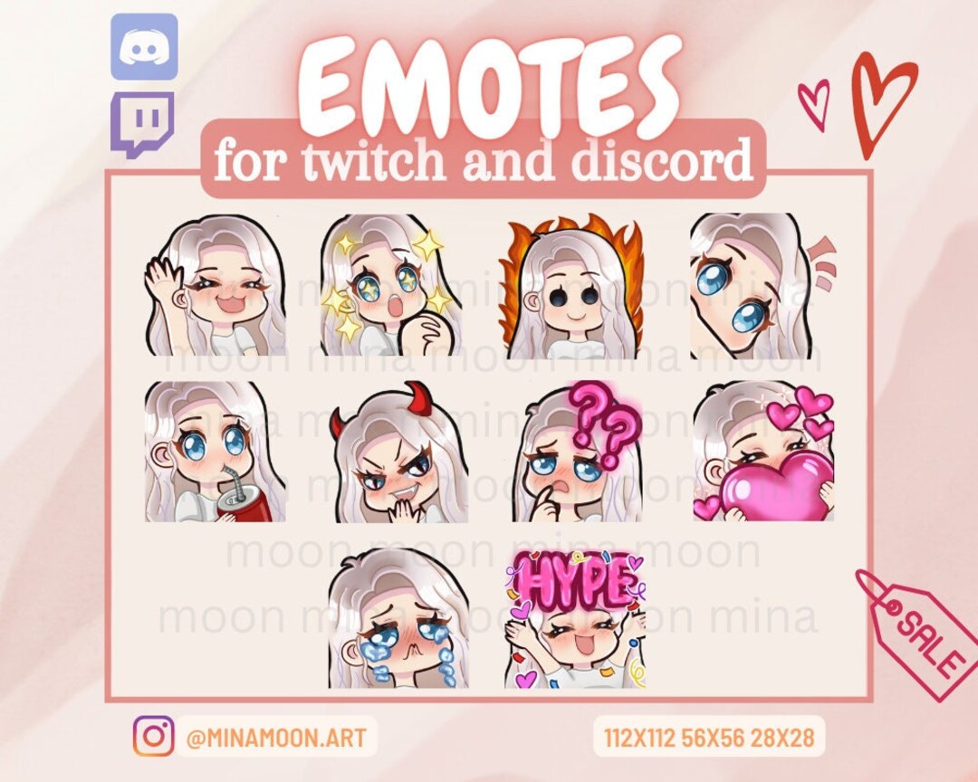 Cheveux Blancs Twitch Emotes, Pack D'emotes Fille Aux Cheveux Argentés ...