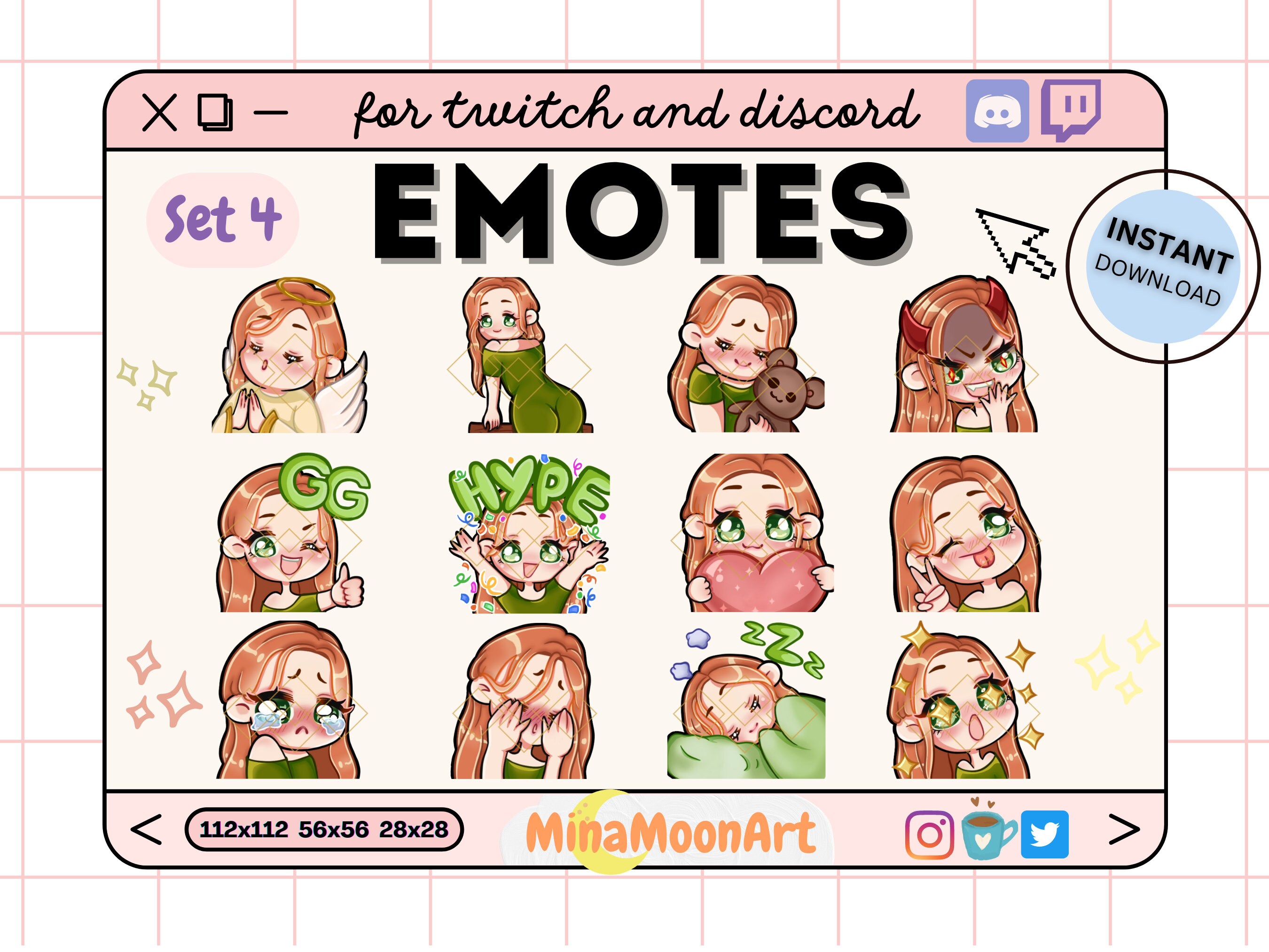 Twitch Emotes Mega Bundle Ginger Hair, Ginger Hair Girl Emotes, Twitch ...