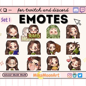 Twitch Emotes Mega Bundle Brown, Brown Hair Girl Emotes, Twitch Emote ...