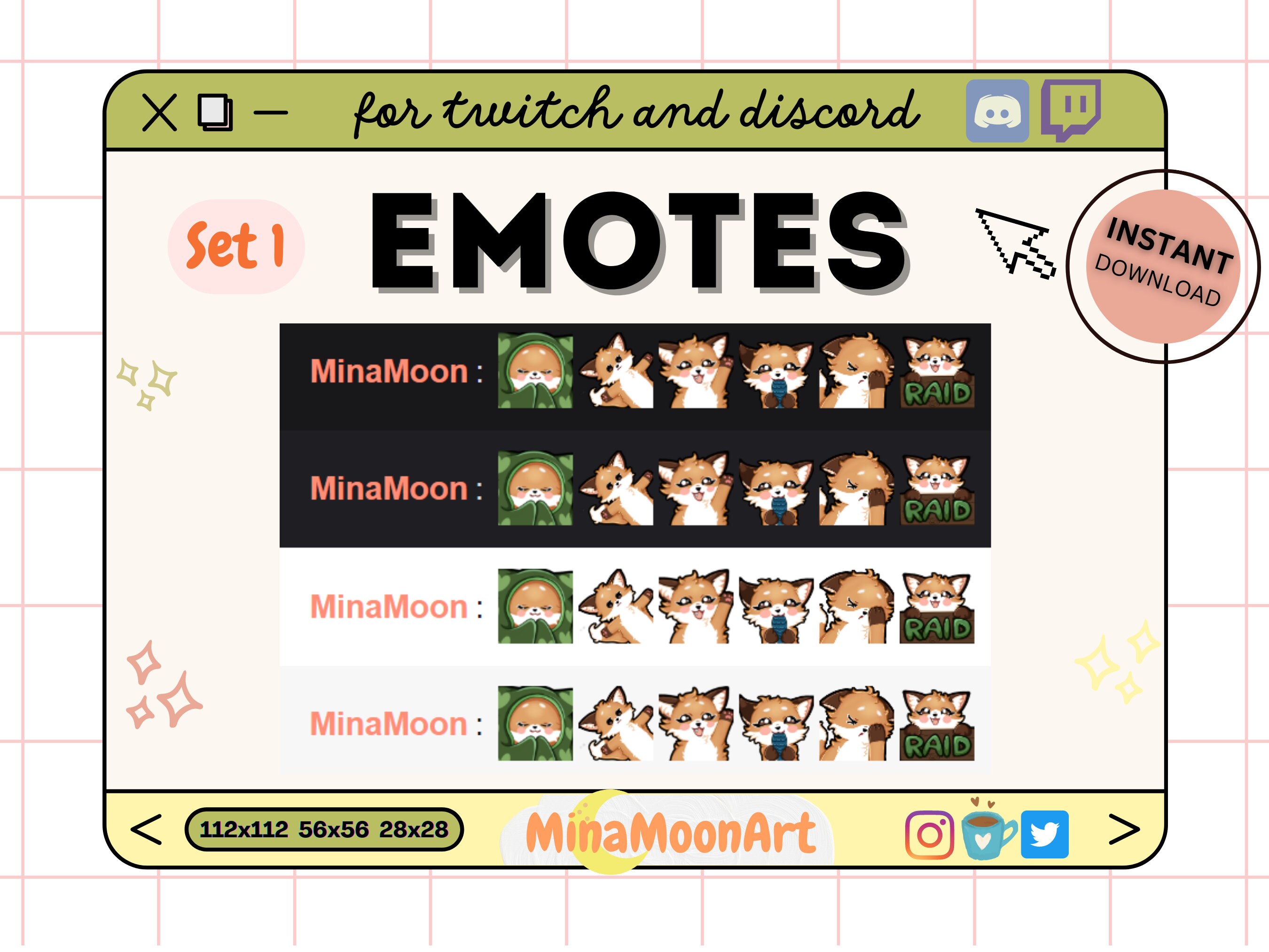 Cute Fox Emote for Twitch / Discord Set 1, Cute Emote Pack, Fox Twitch ...