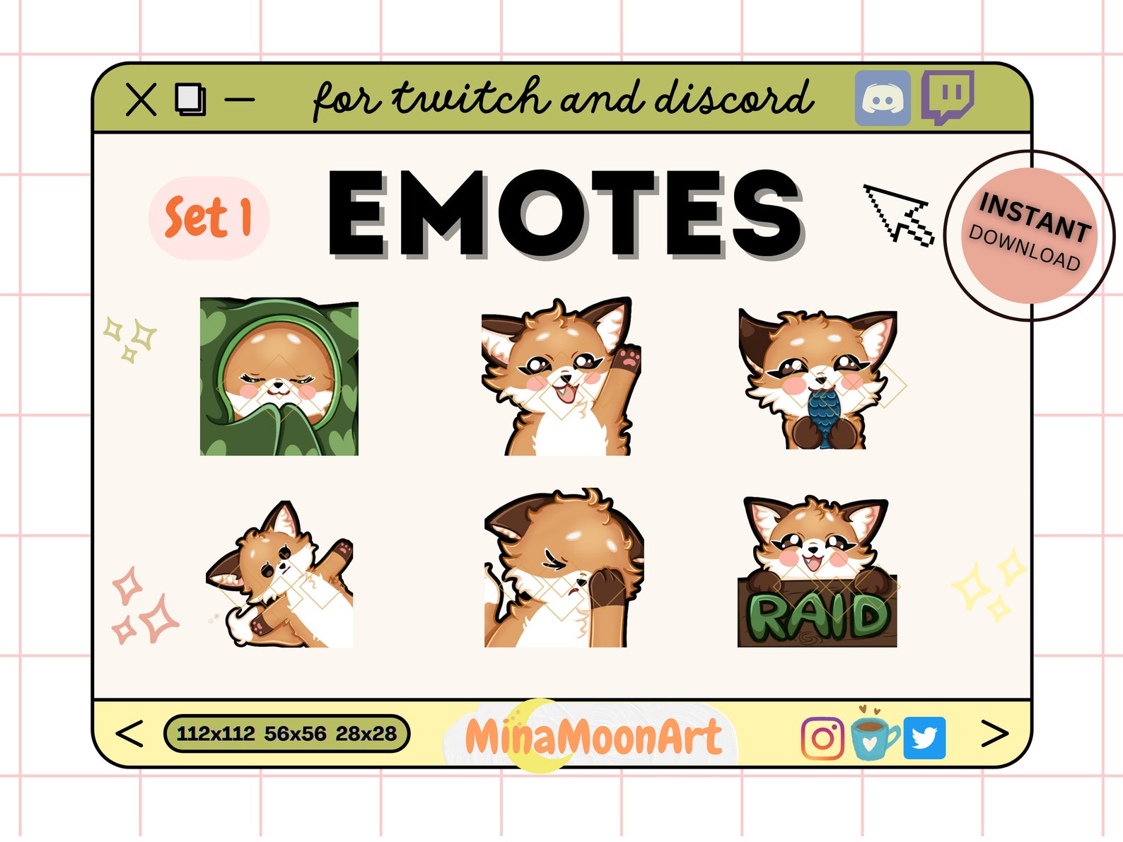 Cute Fox Emote for Twitch / Discord Set 1, Cute Emote Pack, Fox Twitch ...