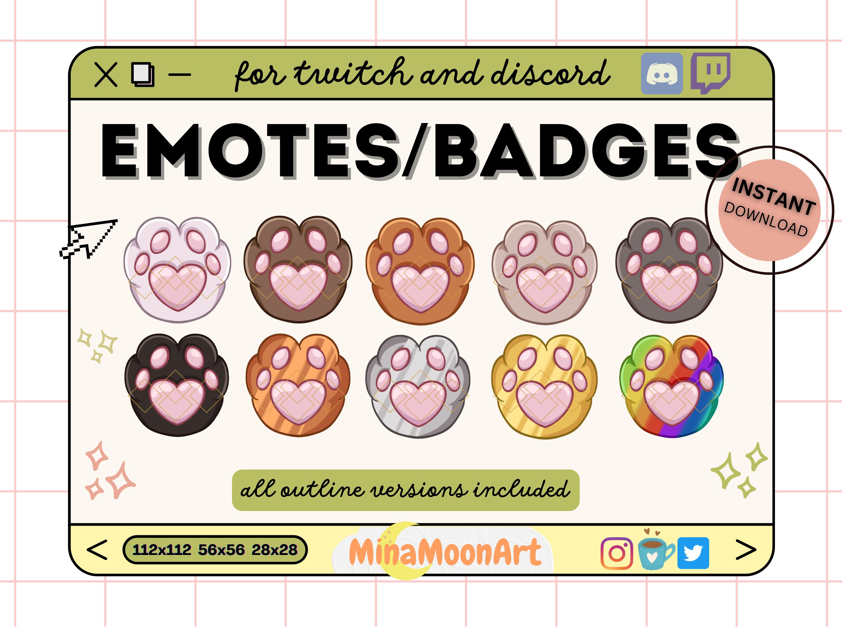 Paw Badges, Twitch Paw Sub Badges, Cat Paw Twitch Sub Badges, Streamer ...
