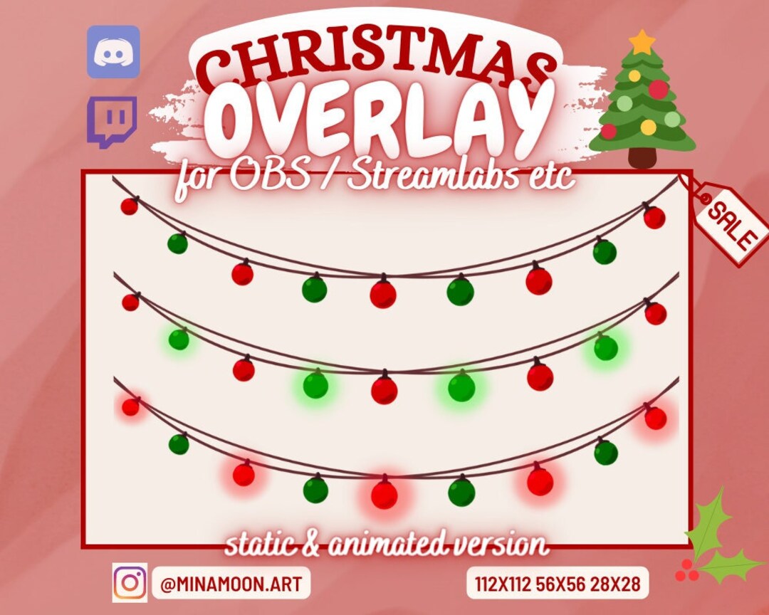 STATIC + ANIMATED Christmas Lights, Christmas Stream Overlay Twitch ...