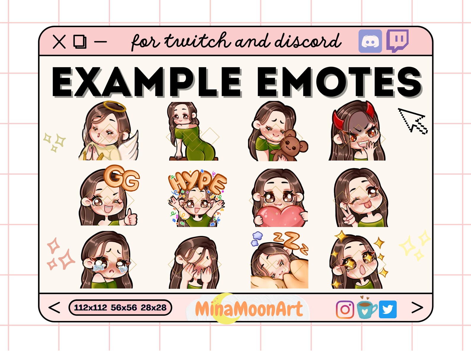6 Custom Twitch Emotes Set 4, Custom Girl Emotes, Twitch Emotes, Chibi ...