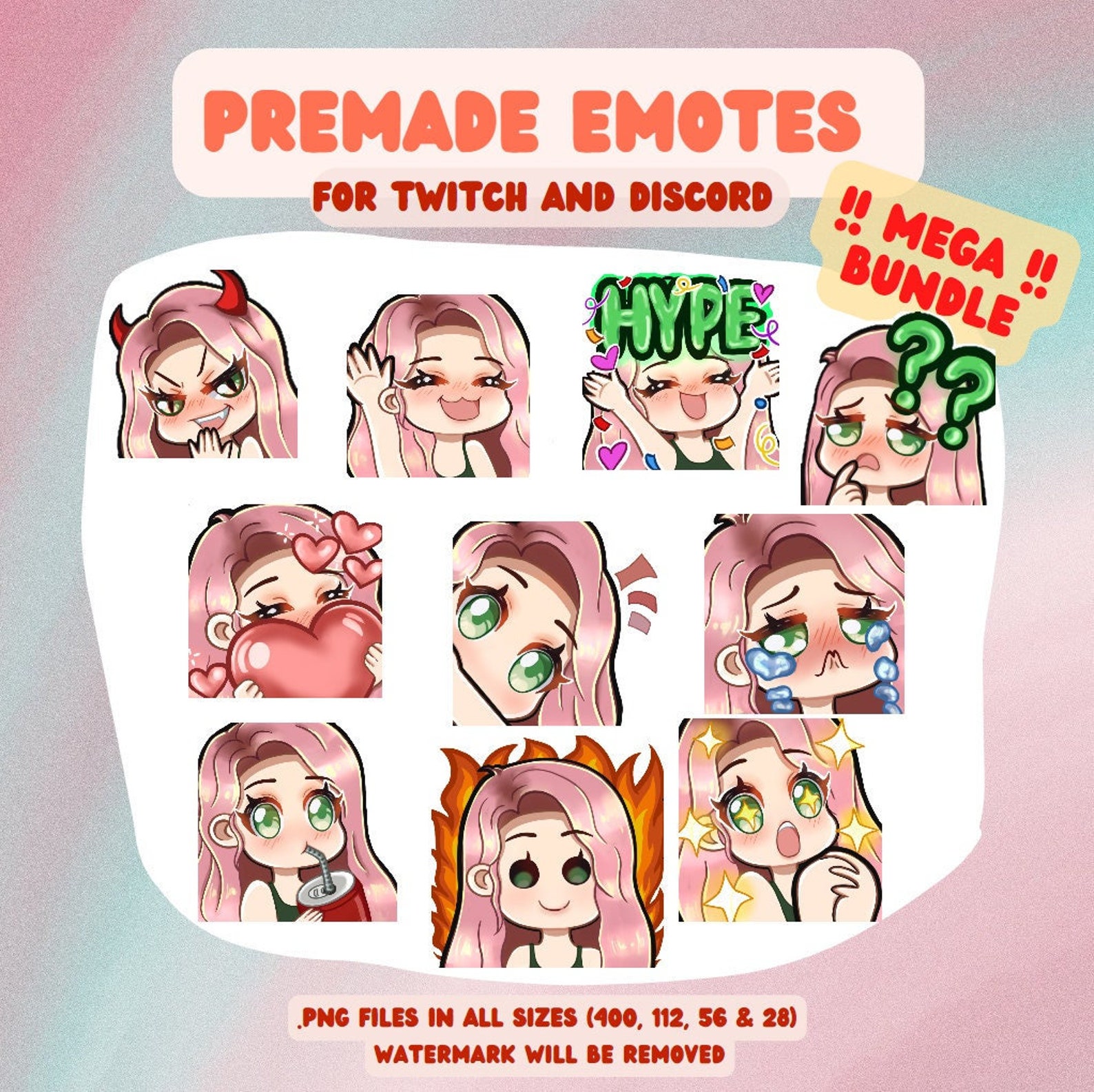 Pink Hair Twitch Emotes Pink Hair Girl Emotes Twitch Emotes - Etsy