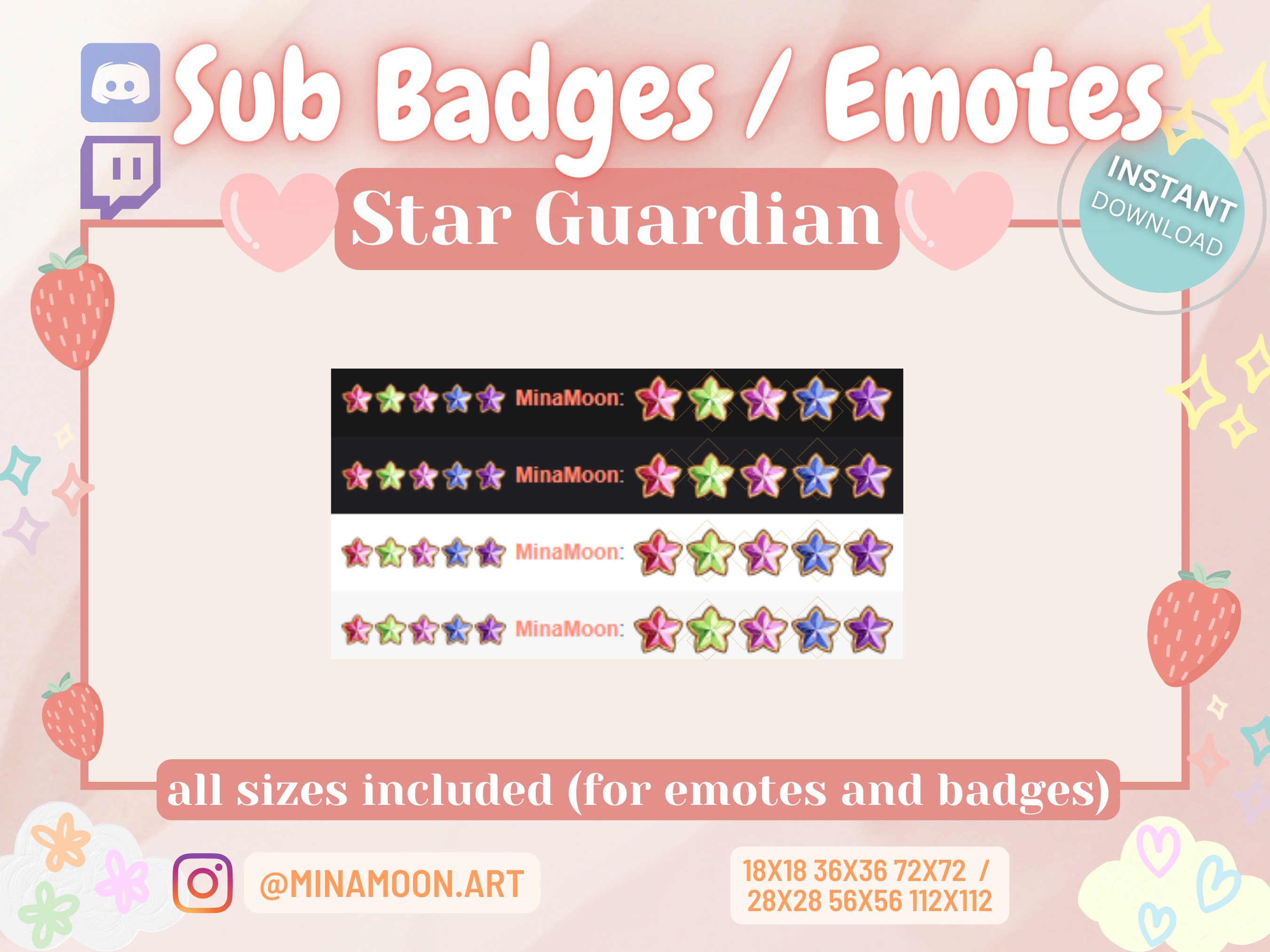 Star Guardian Sub Badges Set 1, Twitch Star Guardian Emotes, Star ...