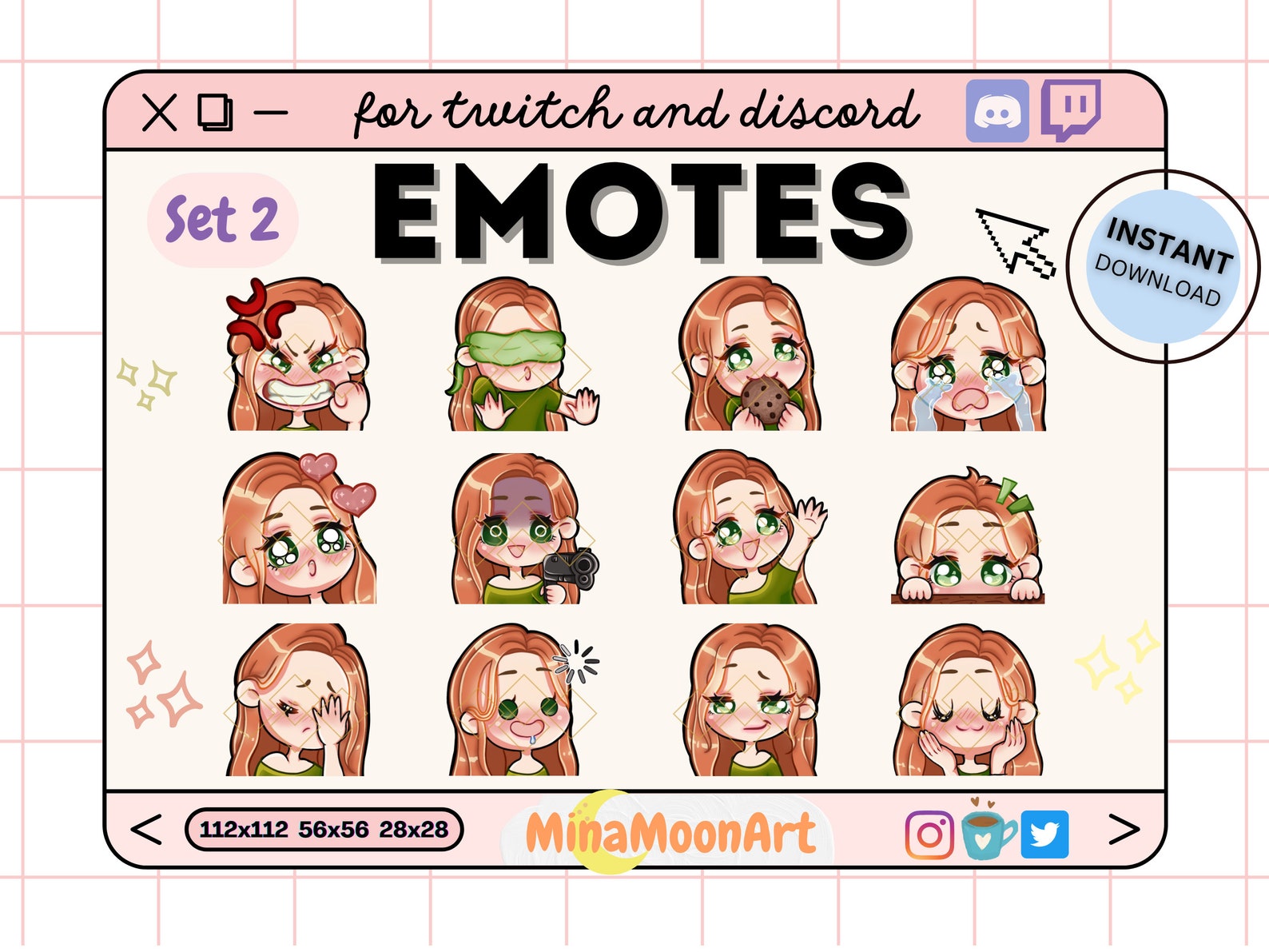 Twitch Emotes Mega Bundle Ginger Hair, Ginger Hair Girl Emotes, Twitch ...