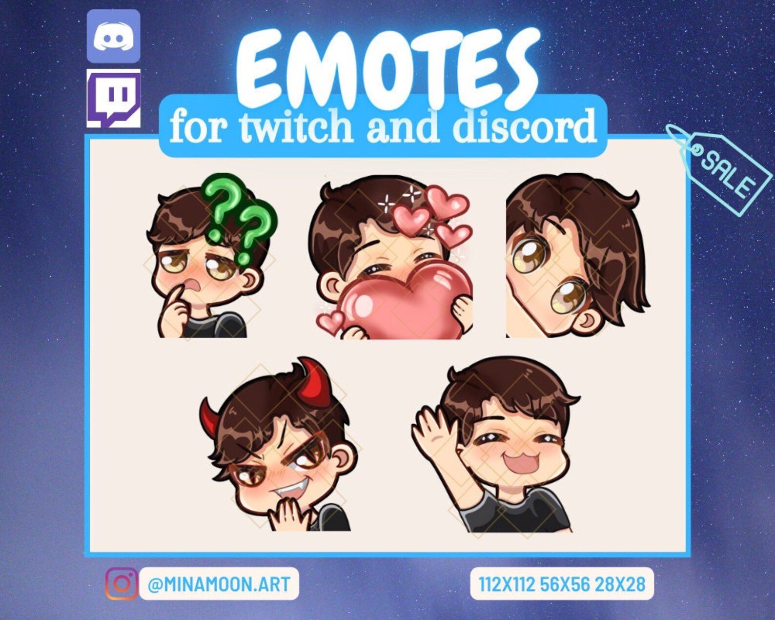 Emotes de Twitch de cabello castaño 1/2, Emotes de chico de cabello ...