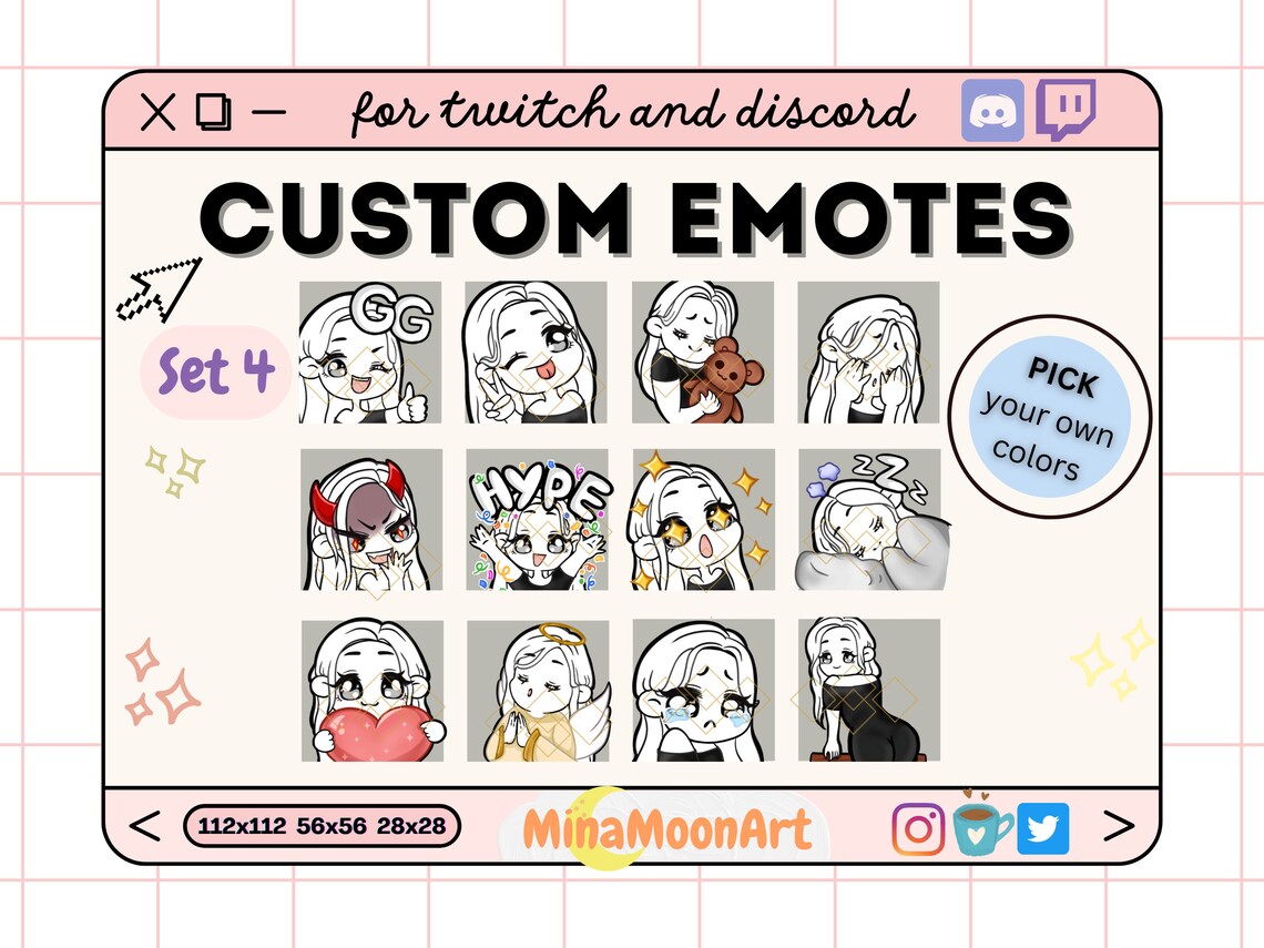 12 Custom Twitch Emotes Set 4, Custom Emotes Twitch, Twitch Emotes ...