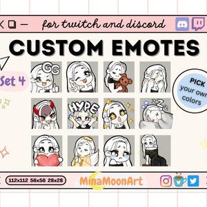 12 Custom Twitch Emotes Set 4, Custom Emotes Twitch, Twitch Emotes ...