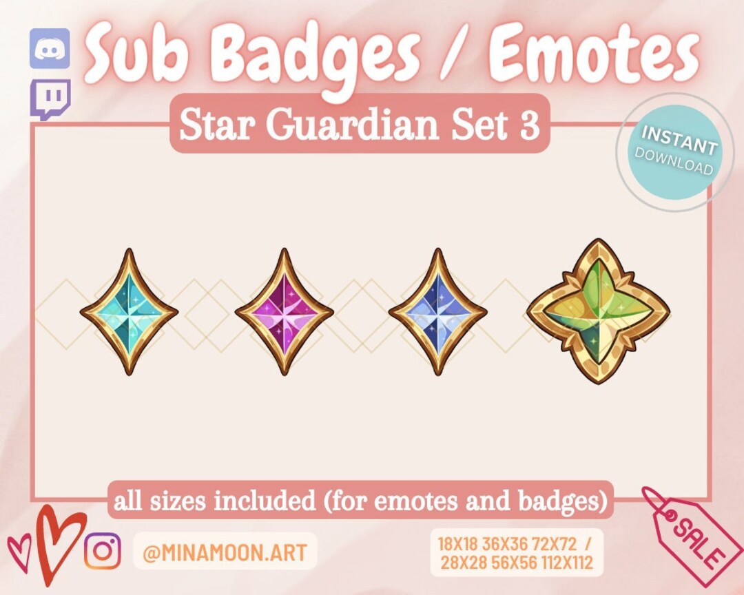 Star Guardian Sub Badges Set 3, Twitch Star Guardian Emotes, Star ...