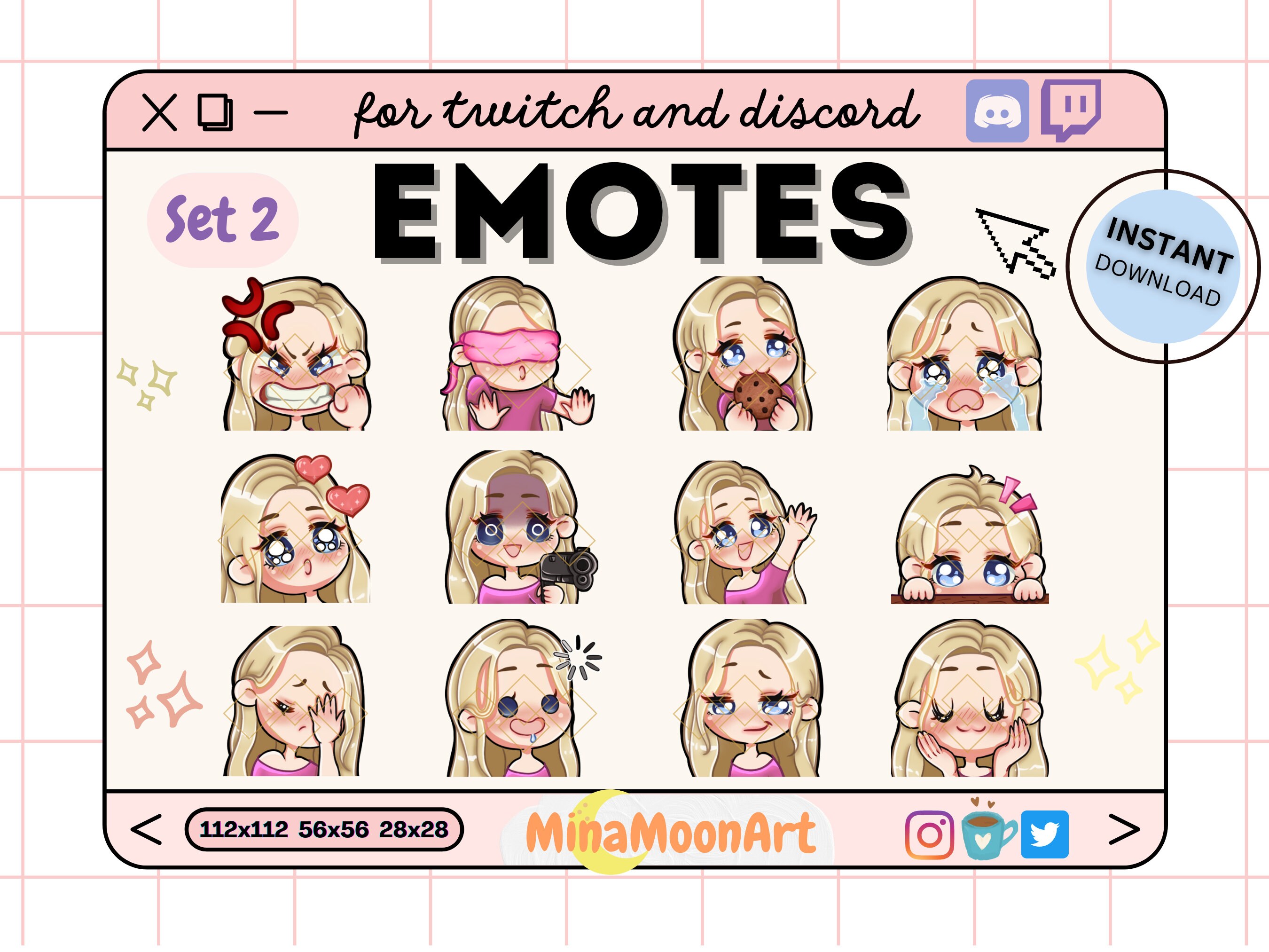 Twitch Emotes Mega Bundle Blonde, Blonde Hair Girl Emotes, Twitch Emote ...