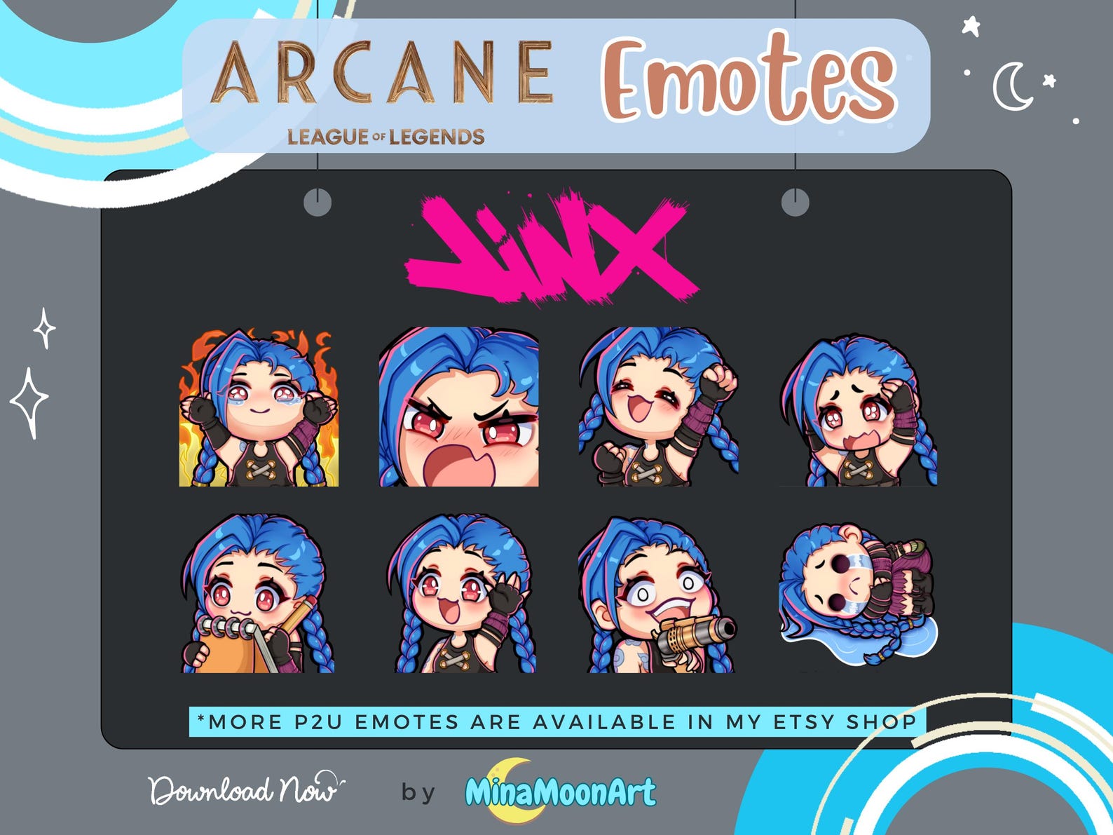 Arcane Jinx Twitch Emotes, Jinx Emotes, Twitch Emotes Jinx Arcane ...
