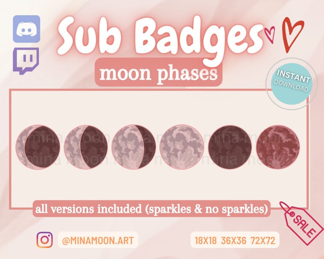 Twitch Pink Moon Sub Badges, Twitch Pink Moon Bit Badges, Pink Moon ...