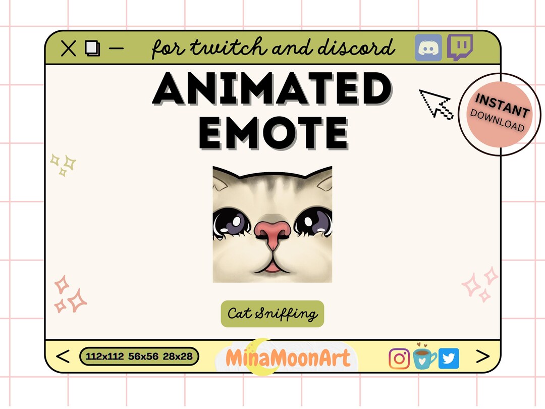 ANIMATED Sniffing Cat Emote, Animated Cat Emote, Animated Emote, Twitch ...