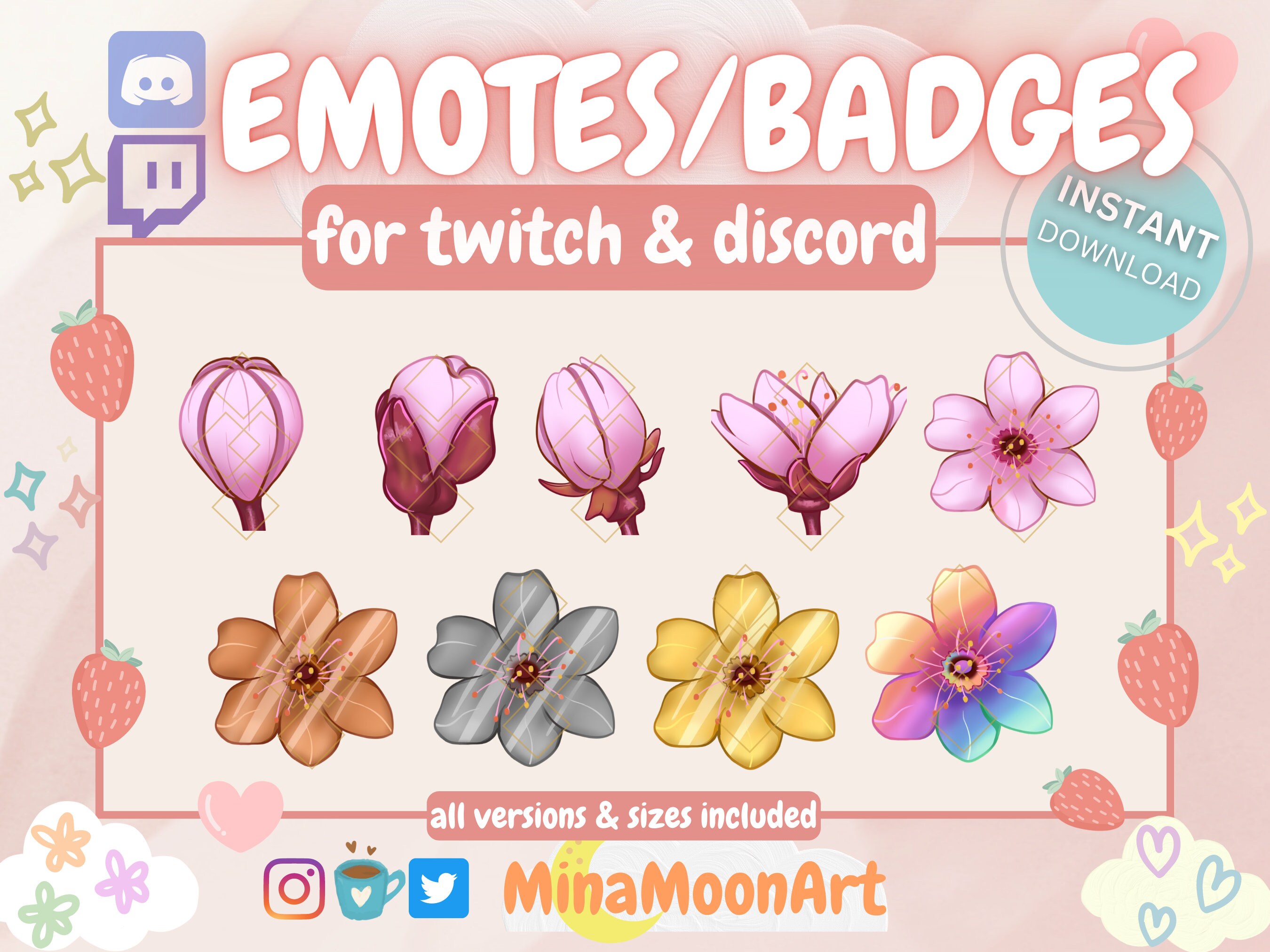 Sakura Badges, Twitch Flower Sub Badges, Sakura Twitch Sub Badges ...