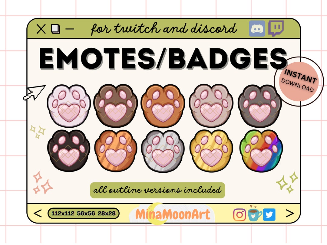 Paw Badges, Twitch Paw Sub Badges, Cat Paw Twitch Sub Badges, Streamer ...
