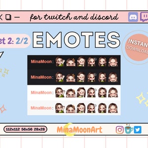 Brown Hair Twitch Emotes Set 2 2/2, Brown Hair Girl Emotes, Twitch ...