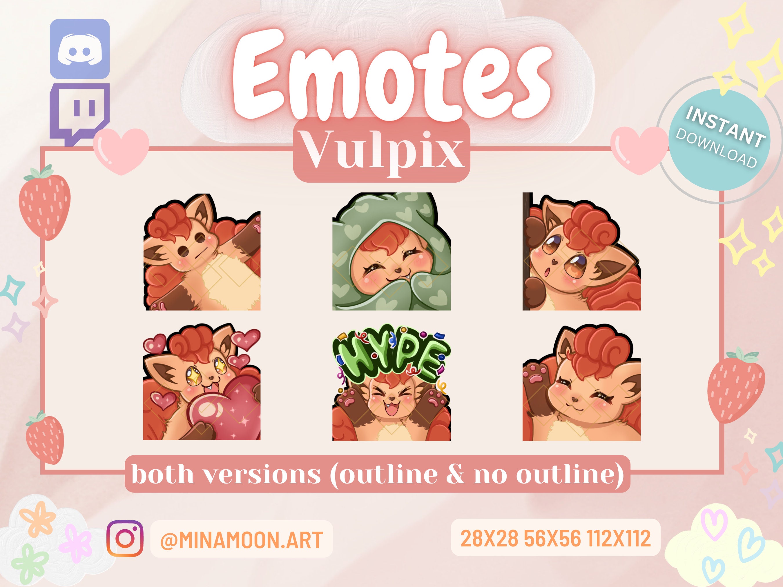 Vulpix Emote for Twitch/ Discord, Cute Emote Pack, Vulpix Twitch Emote ...
