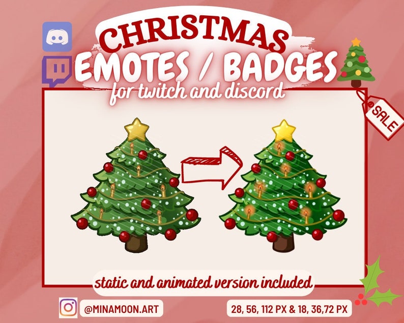 STATIC + ANIMATED Christmas Tree Emote, Christmas Emotes, Animated ...