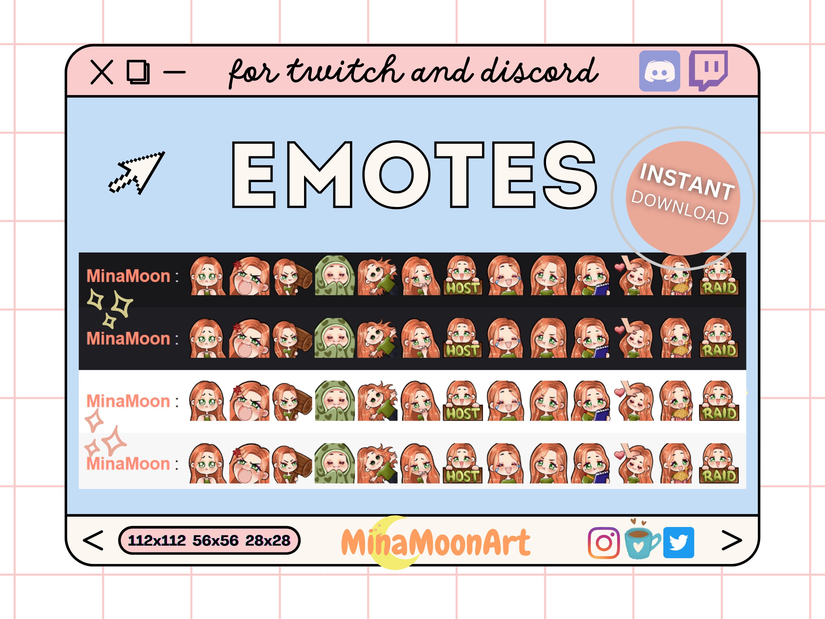 Ginger Hair Twitch Emotes Set 1 Ginger Hair Girl Emotes - Etsy