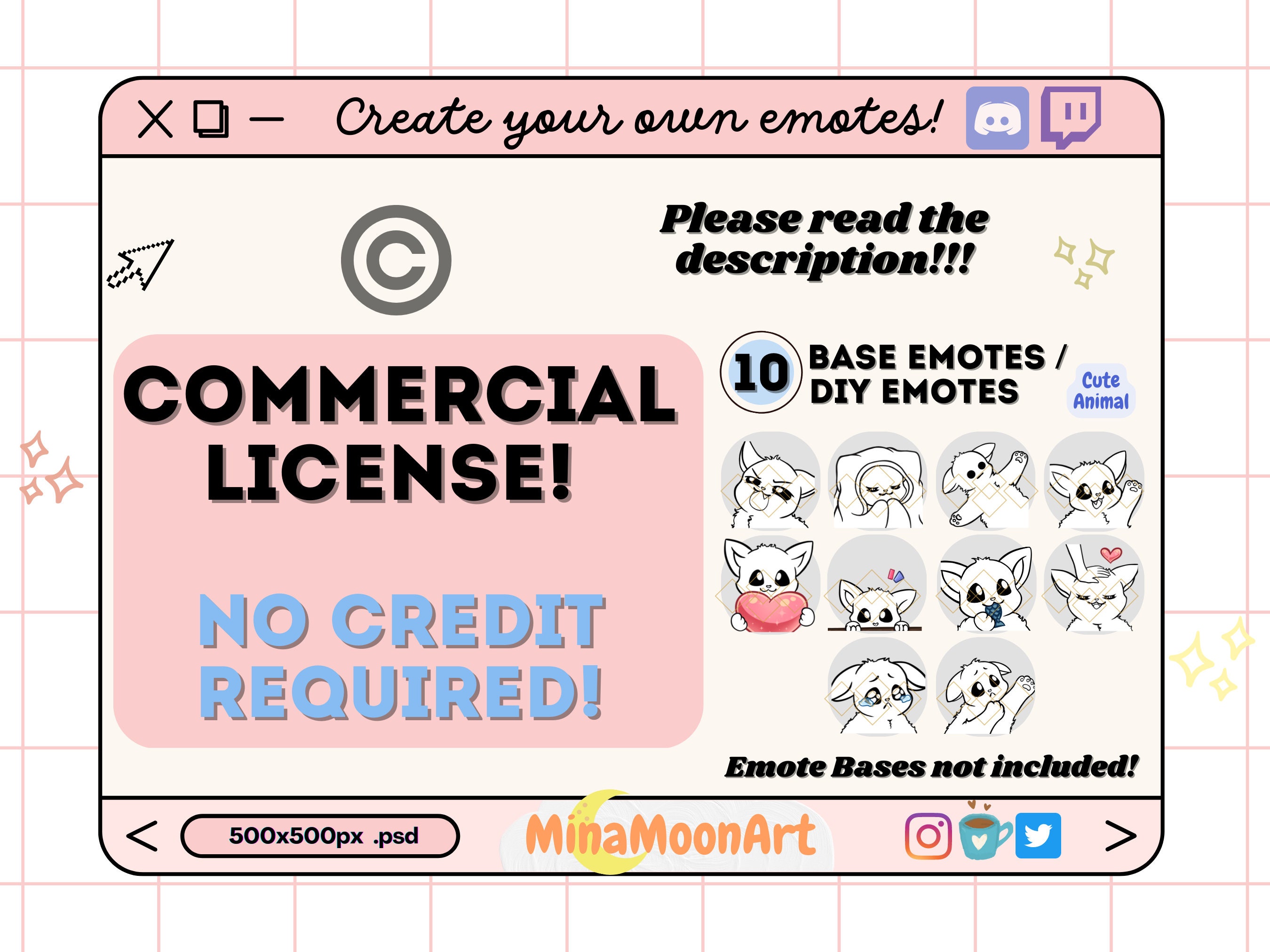 COMMERCIAL LICENSE for 10x DIY Emote Bases Animal, Emote Base Pack ...