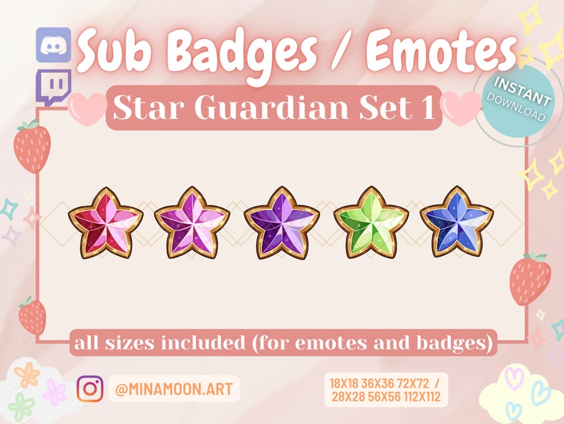 Star Guardian Sub Badges Set 1, Twitch Star Guardian Emotes, Star ...