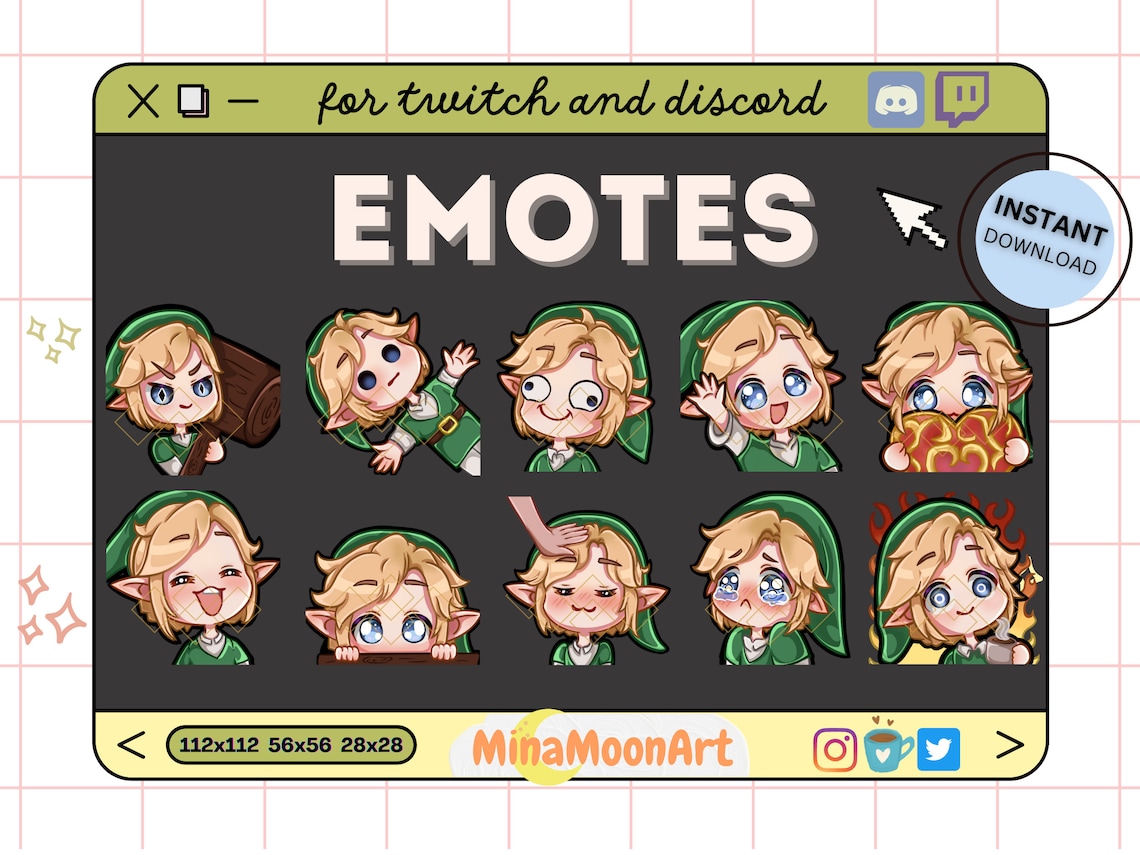 Link Twitch Emotes Set, Link Emotes, Twitch Emotes Link, Zelda Emotes ...