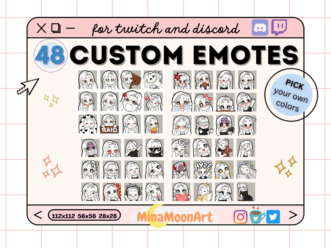 48 Custom Twitch Emotes Mega Pack, Custom Emote Twitch, Twitch Emote ...