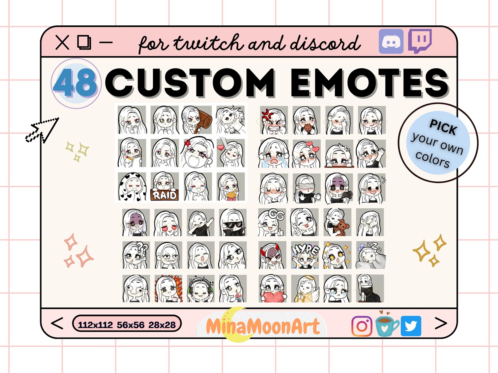 48 Custom Twitch Emotes Mega Pack, Custom Emote Twitch, Twitch Emote ...