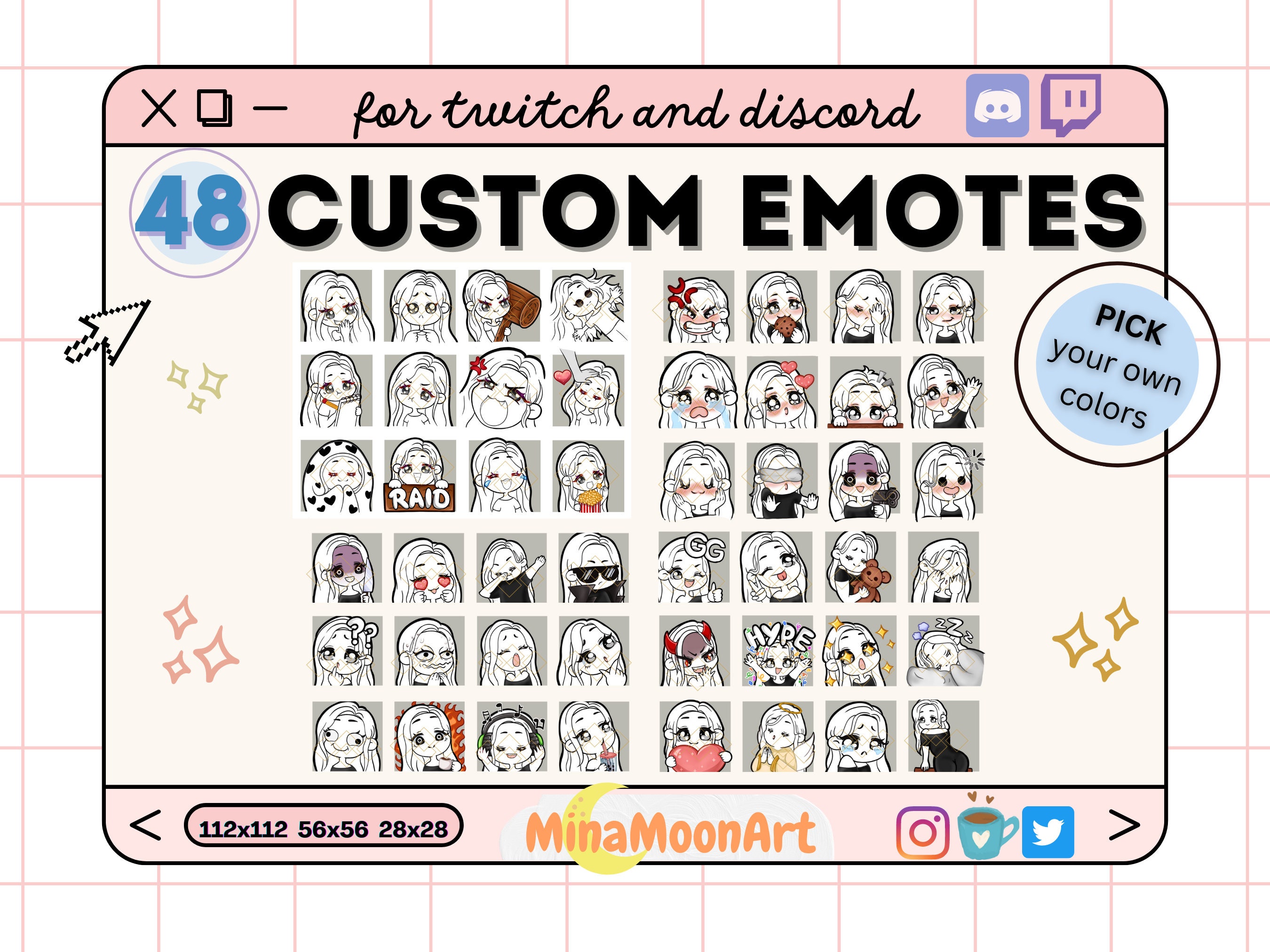 48 Custom Twitch Emotes Mega Pack, Custom Emote Twitch, Twitch Emote ...