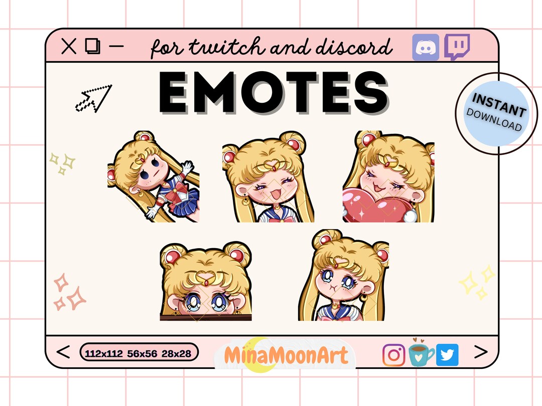Sailor Moon Emotes Set 1/2, Sailor Moon Twitch Emotes, Twitch Emotes ...