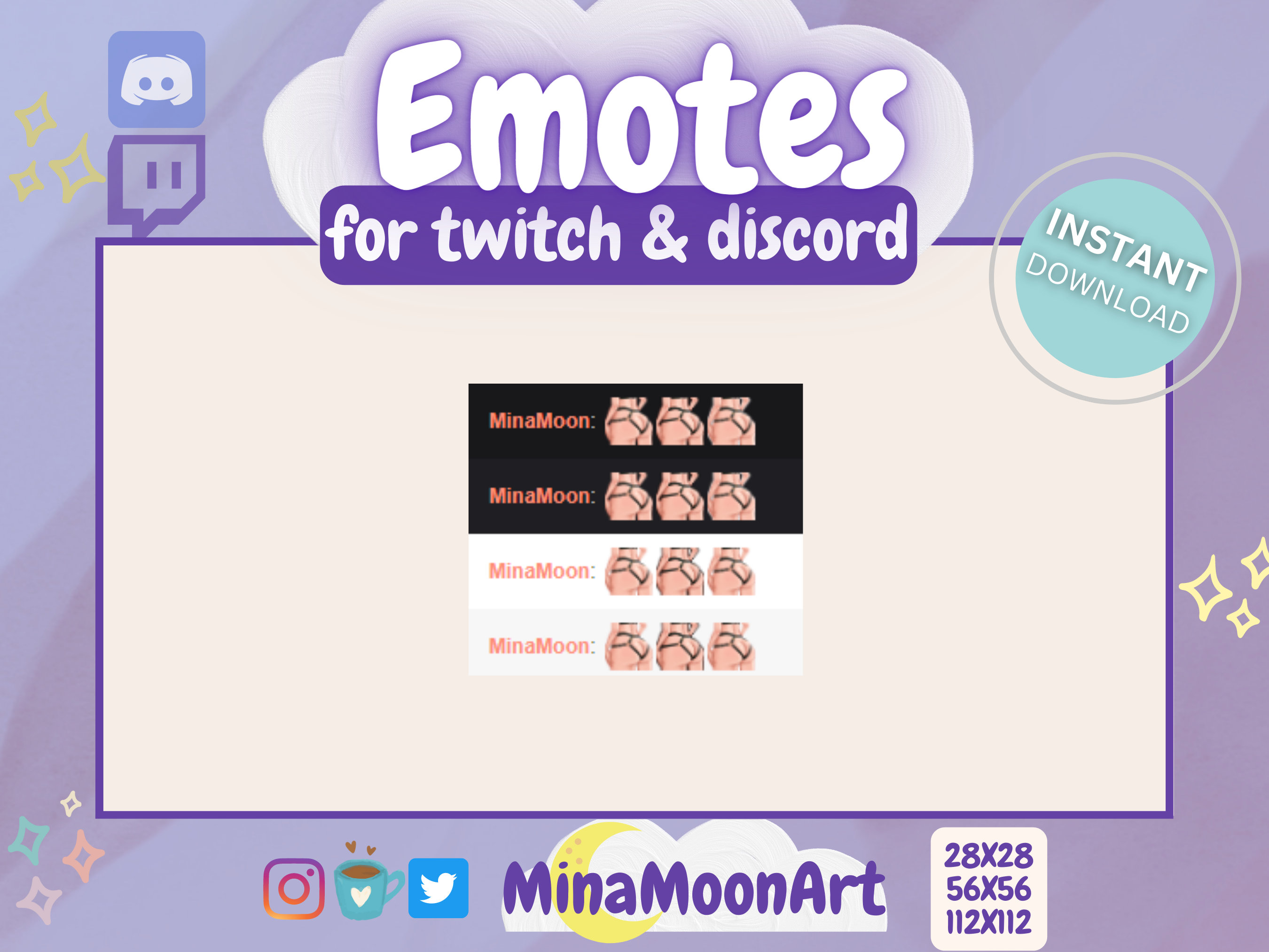 STATIC ANIMATED Booty Emote, Butt Emote, Animated Emote, Cute Emote ...