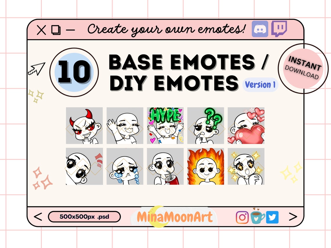 10x Emote Bases DIY Version 1, Emote Base Pack, Custom Chibi Anime ...