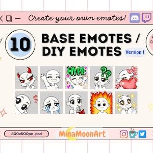 10x Emote Bases DIY Version 1, Emote Base Pack, Custom Chibi Anime ...