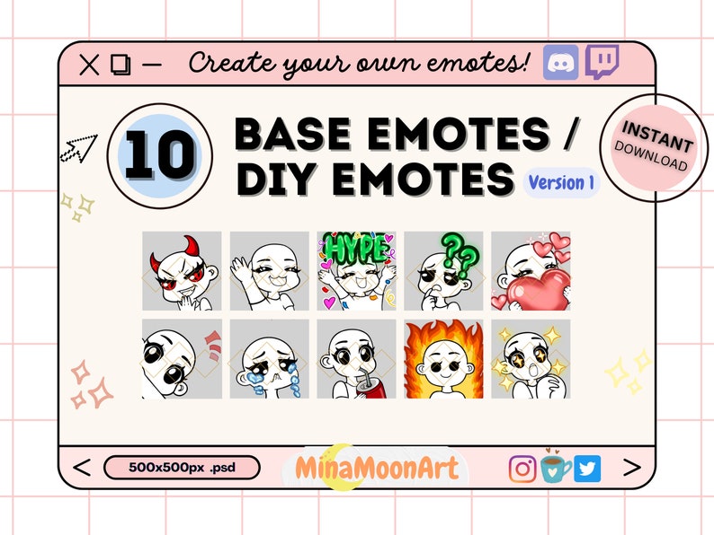 10x Emote Bases DIY Version 1, Emote Base Pack, Custom Chibi Anime ...