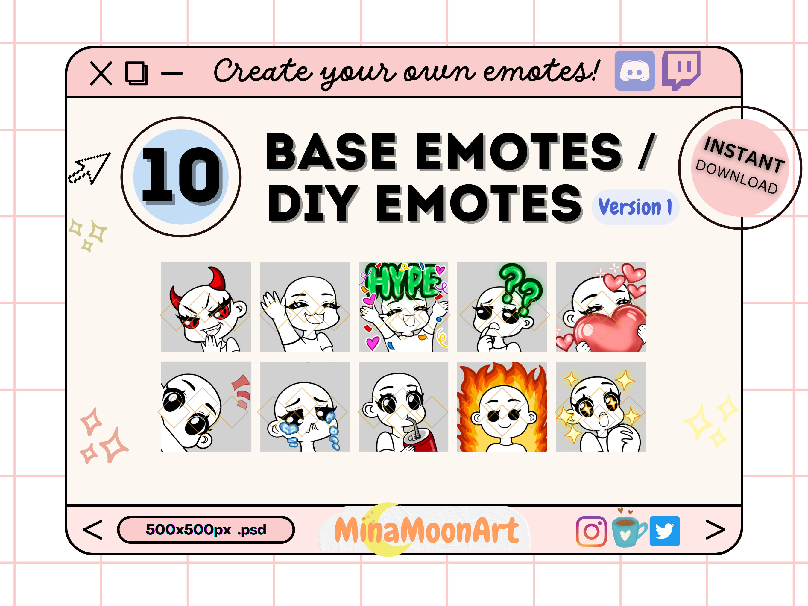10x Emote Bases DIY Version 1, Emote Base Pack, Custom Chibi Anime ...
