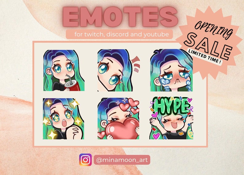 Custom Twitch Emotes V1, Custom Emotes Twitch, Twitch Emotes, Chibi ...