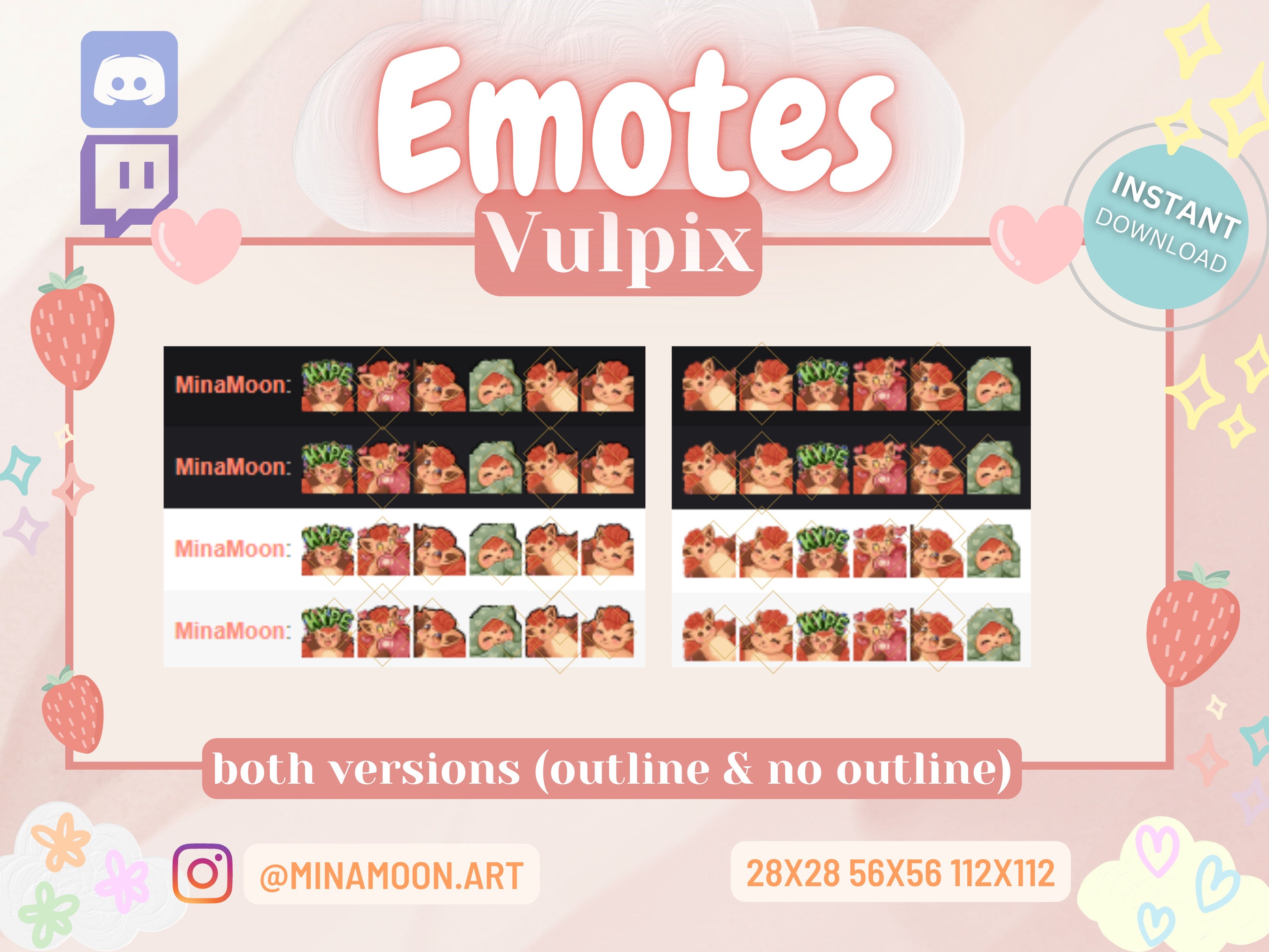 Vulpix Emote for Twitch/ Discord, Cute Emote Pack, Vulpix Twitch Emote ...