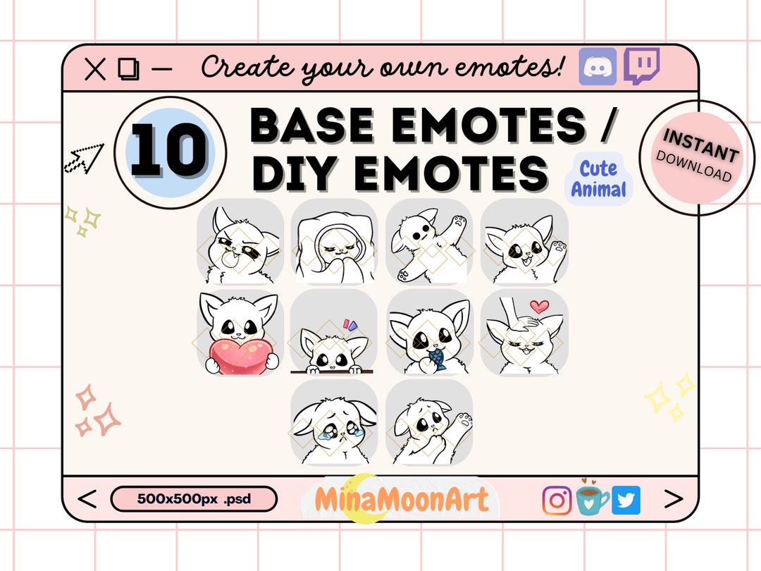 10x DIY Emote Bases Animal, Emote Base Pack, Custom Cute Animal Emote ...