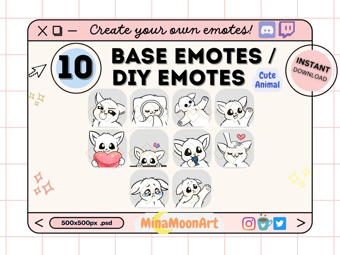 10x DIY Emote Bases Animal Emote Base Pack Custom Cute - Etsy Ireland