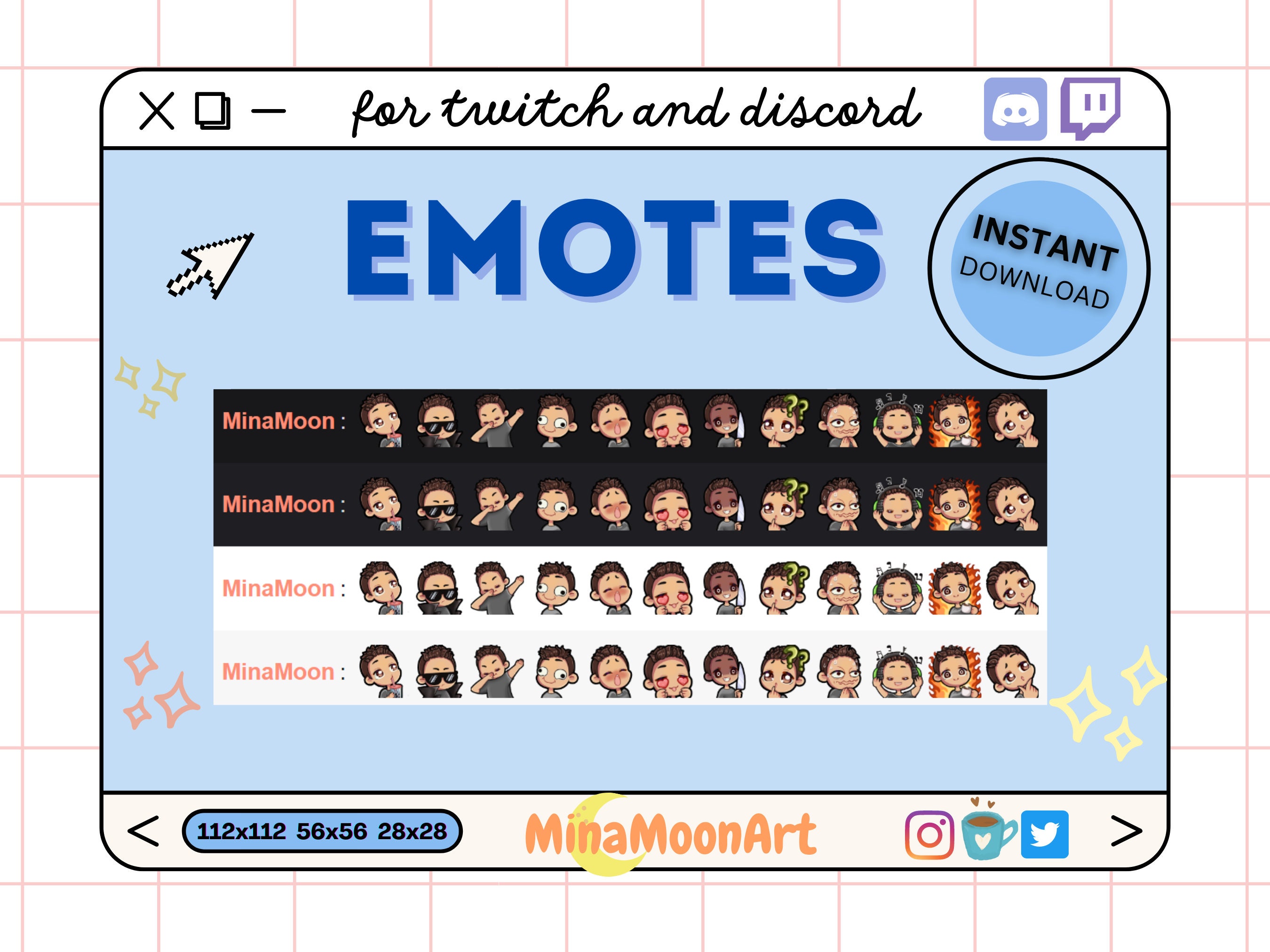 Brown Hair Twitch Emotes Set 3 Brown Hair Boy Emotes Twitch - Etsy