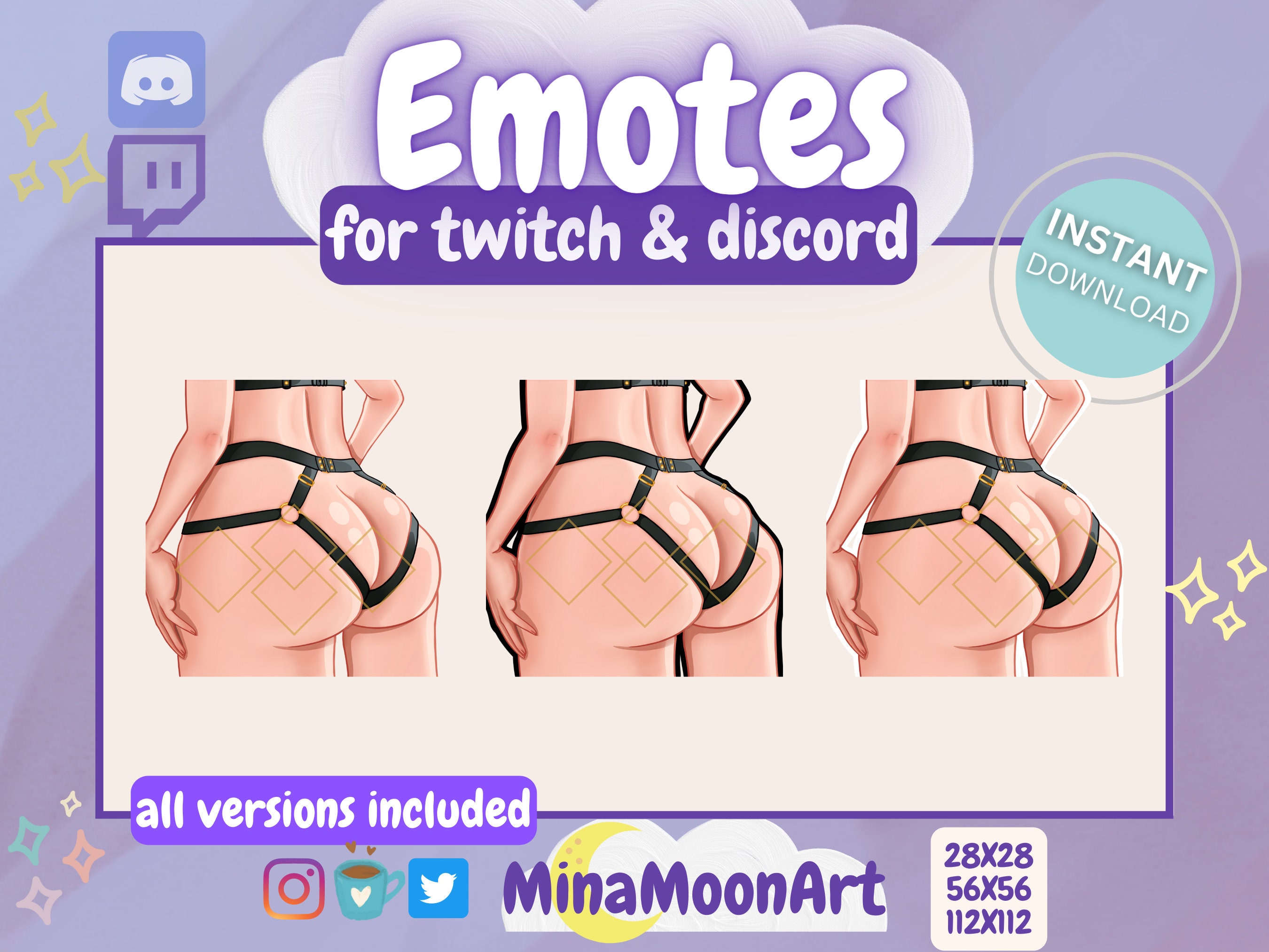 Static Animated Booty Emote Butt Emote Animated Emote Cute Emote Sexy Emote Hot Emote