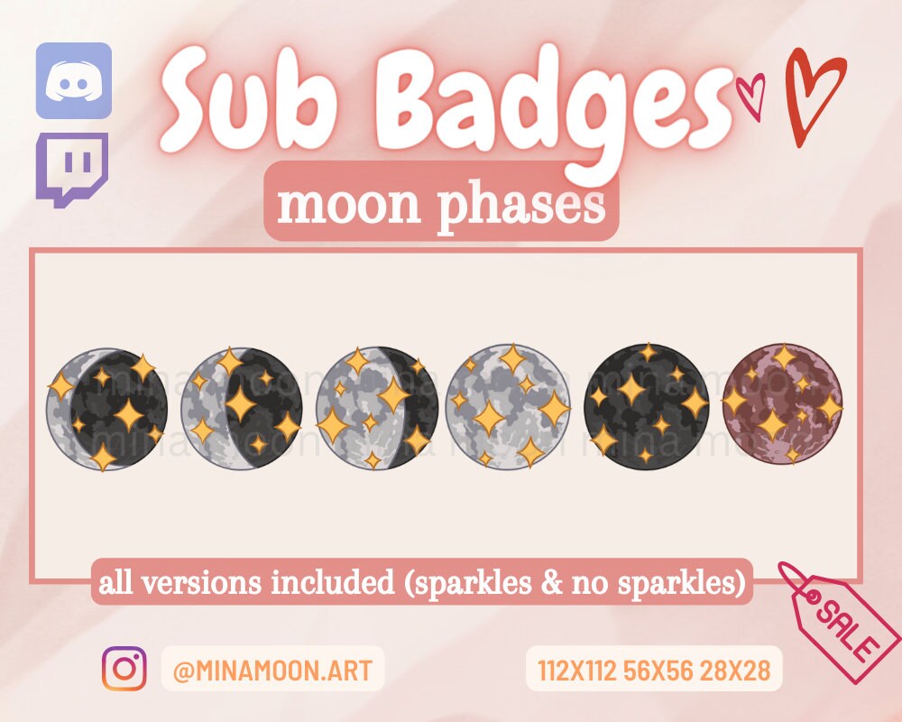 Twitch Moon Sub Badges Twitch Moon Bit Badges Moon Phases - Etsy